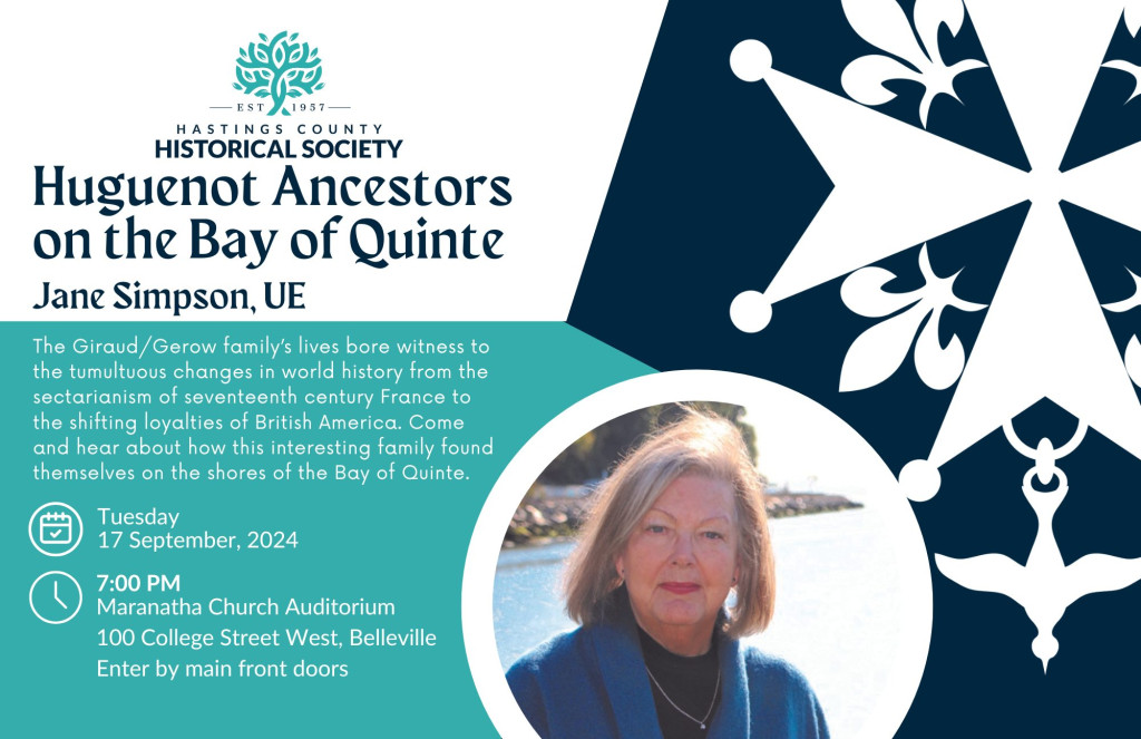 Free Public Presentation: Jane Simpson - Hastings County Historical Society